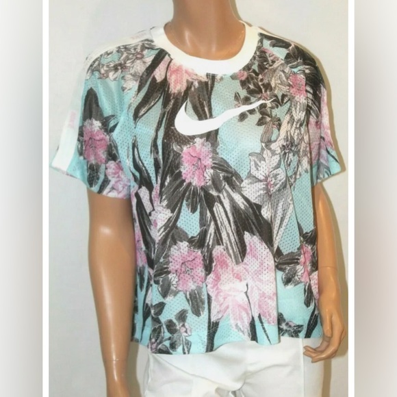 Nike | Tops | Nike Swoosh Mesh Floral Print Active Top Nwt | Poshmark